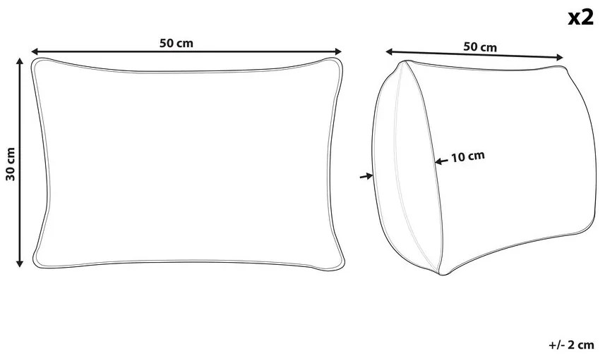 Sada 2 jutových dekorativních polštářů 30 x 50 cm vícebarevné SARON Beliani