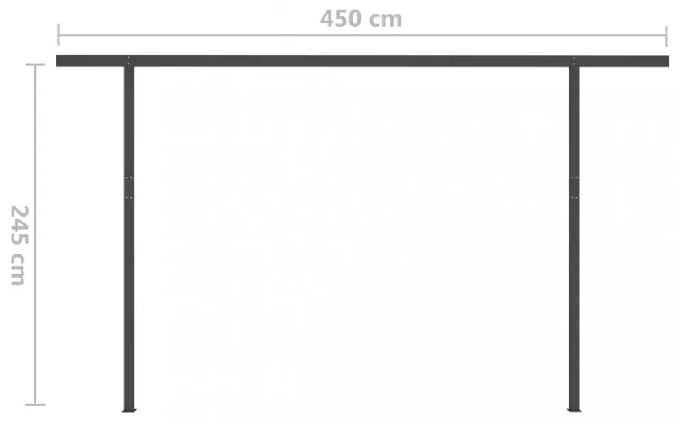 Ručně zatahovací markýza s LED světlem 500x300 cm Dekorhome Hnědá / oranžová