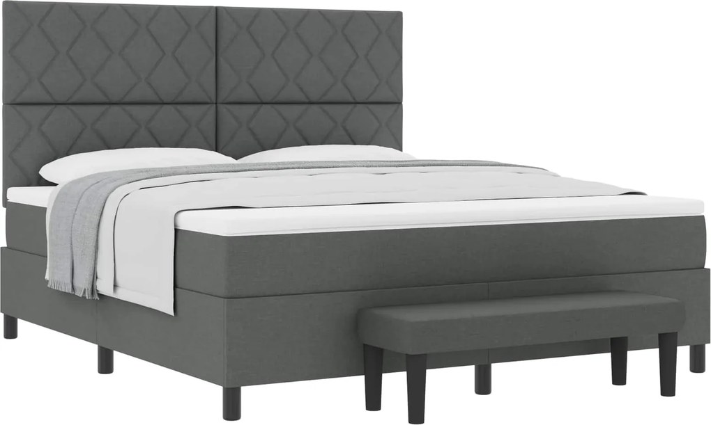 Postel s boxspringem s čelo Tmavě šedá 180 x 200 cm textil 3344164
