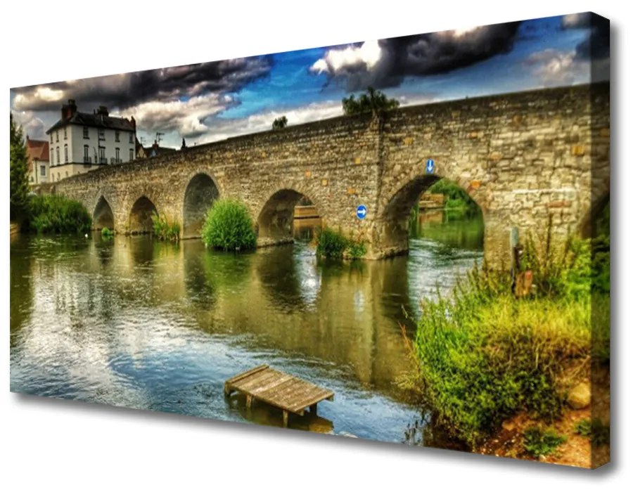 Obraz na plátně Most Řeka Architektura 125x50 cm