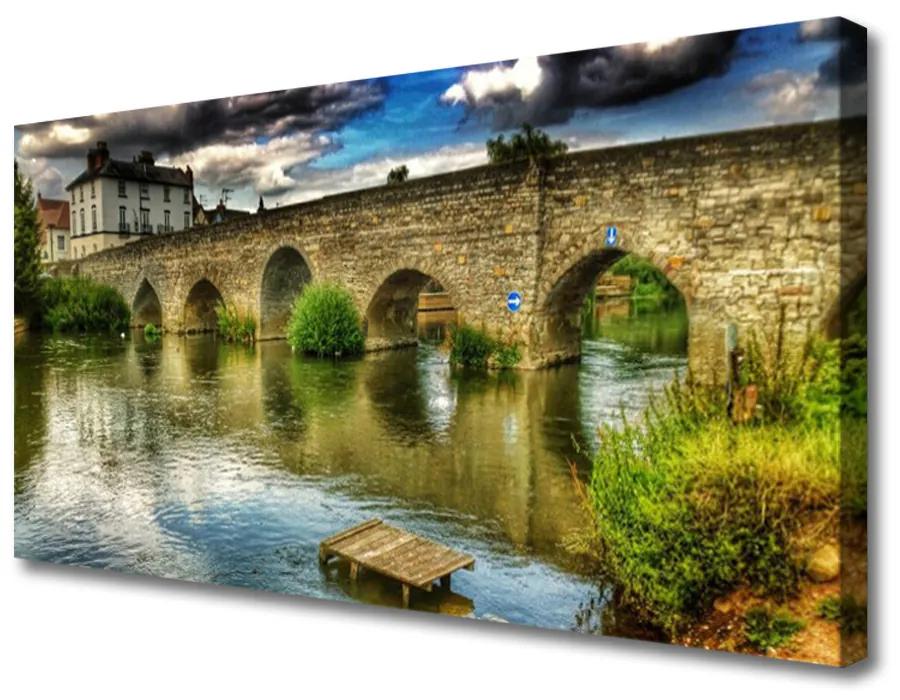 Obraz na plátně Most Řeka Architektura 140x70 cm