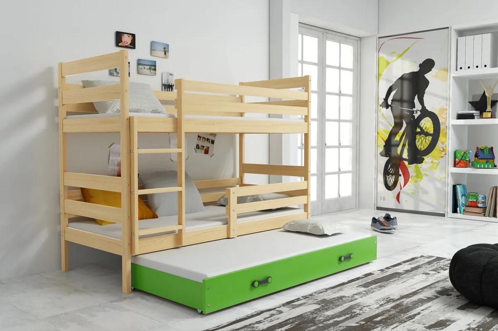 BMS Group Dětská patrová postel s přistýlkou ERYK borovice Velikost postele: 160x80 cm, Barva šuplíku: Bílá