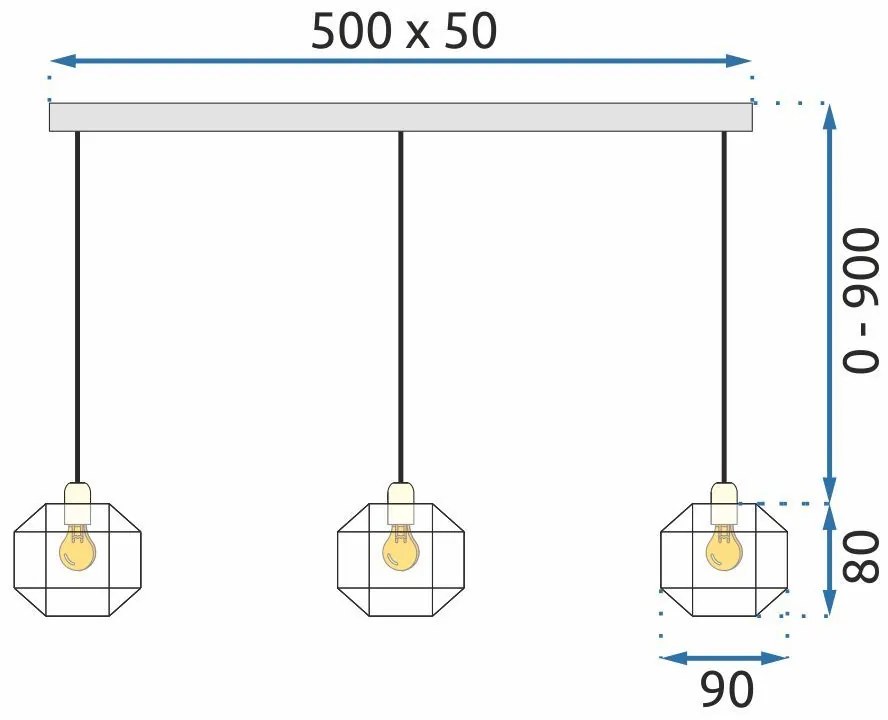Toolight, stropní závěsné svítidlo 3xG9 APP587-3CP, černá, OSW-09758
