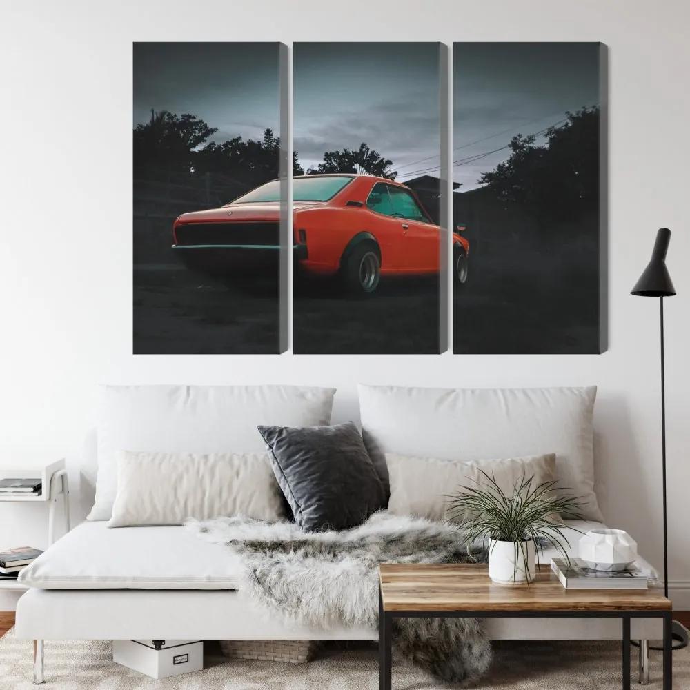 Vícedílný obraz Oranžové Retro Auto Nedostatek Nedostatek Přírodní plátno 120x80