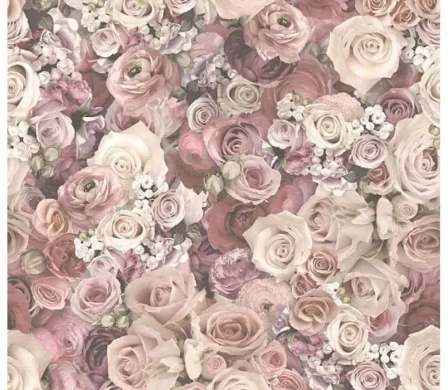 32722-2 tapety na zeď Urban Flowers | 0,53 x 10,05 m | růžová, šedá