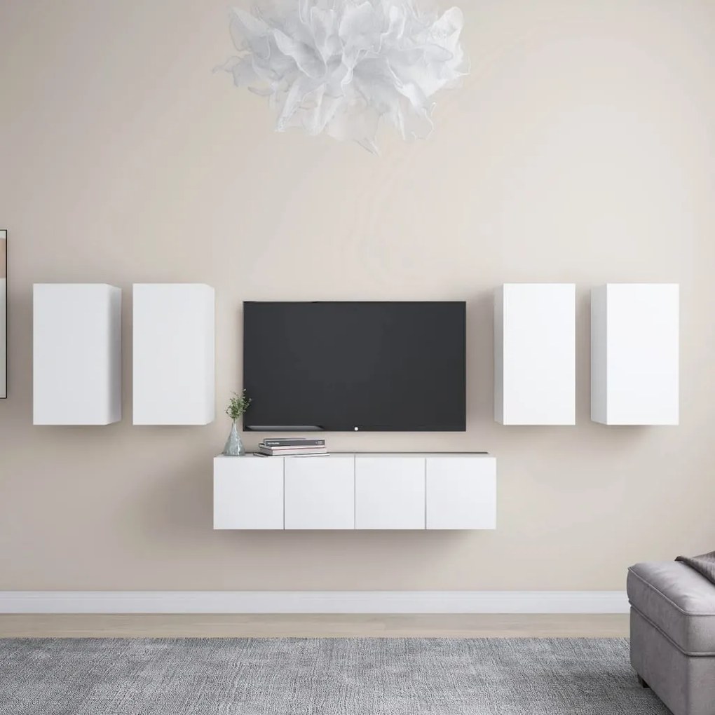 6dílný set TV skříněk bílý kompozitní dřevo 3078679