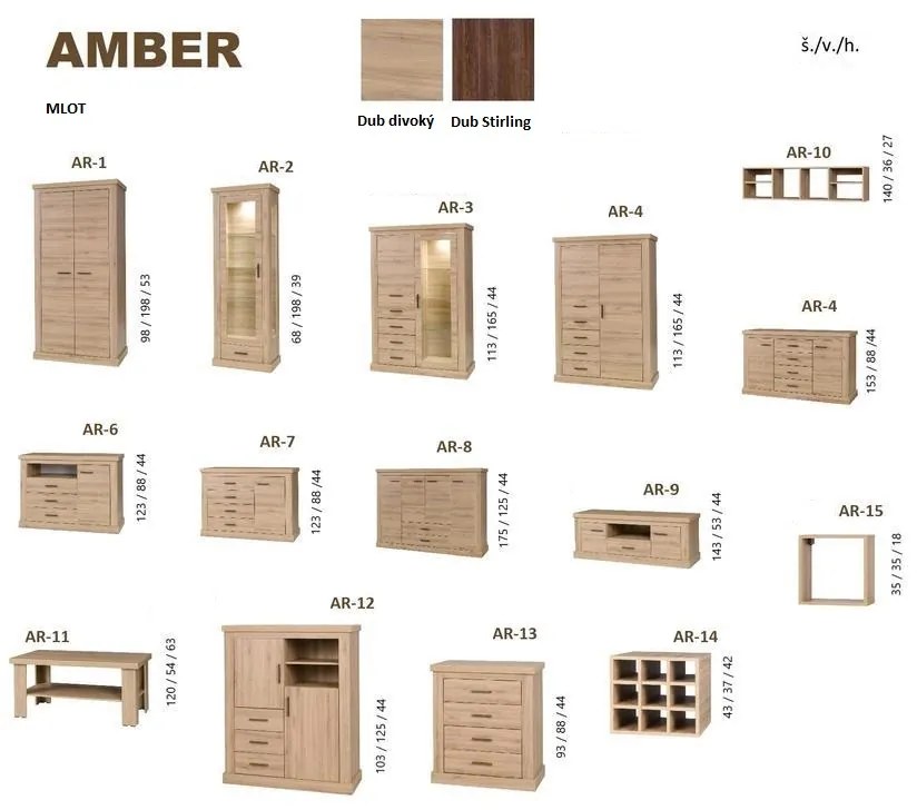 Mlot Meble Komoda/Kredenc Amber AR8 Barva: Dub divoký