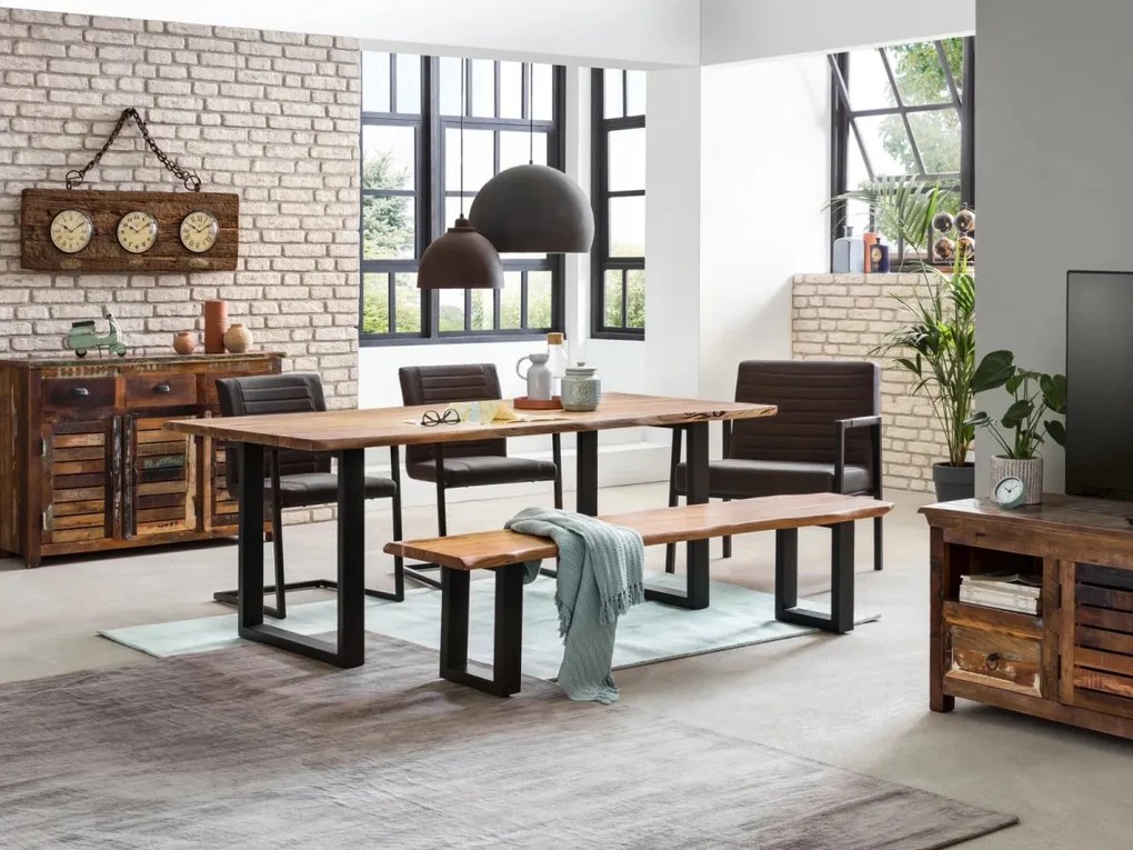 furniture-nabytek.cz - Masivní křeslo Weston z umělé kůže, hnědé – 78×61×89 cm