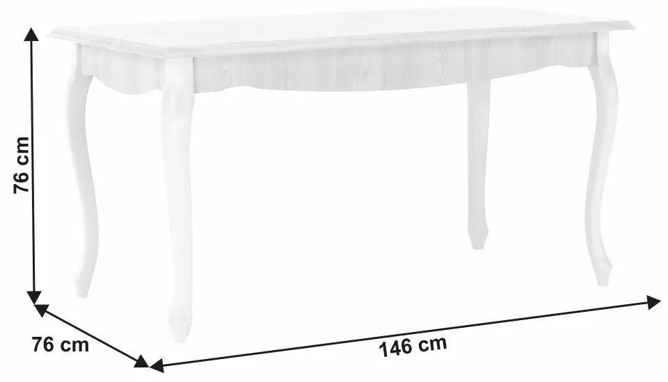 Jídelní stůl DA19, sosna bílá, 146x76 cm, VILAR