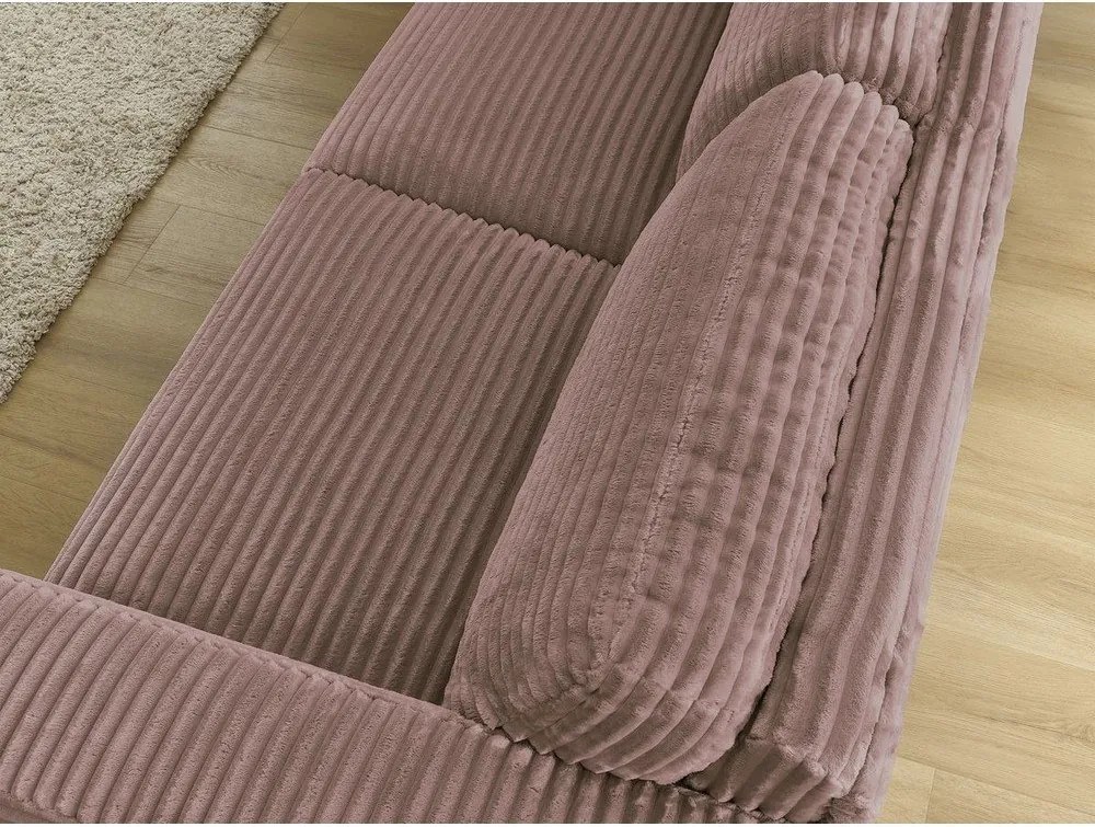 Růžová manšestrová pohovka na každodenní spaní/rozkládací 220 cm Hugo – Bobochic Paris