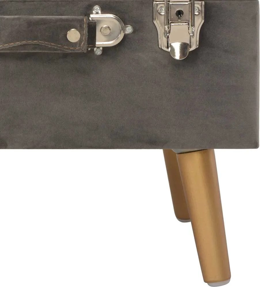 Stolička s úložným prostorem 40 cm šedá samet 329253