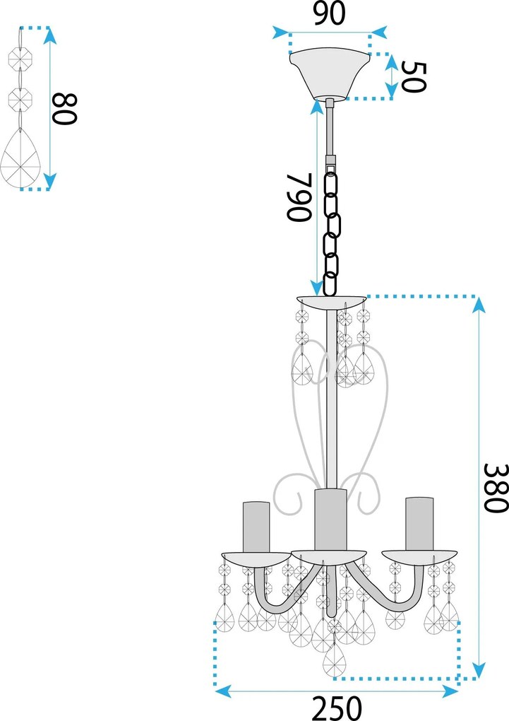 Toolight Rea, Stropní svítidlo EBT011-3CP CHROME, OSW-01246