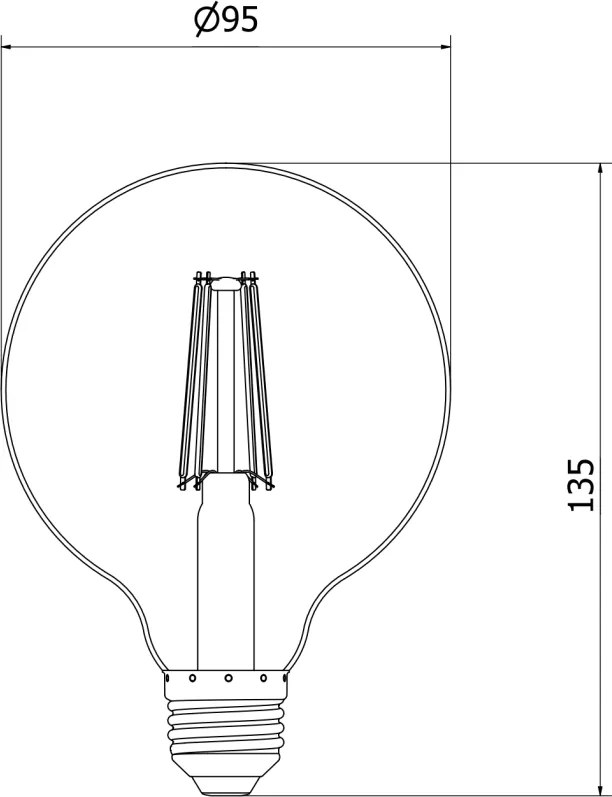 Mexen Vintis, LED žárovka E27, G95, 8W, Teplá - 2700K, 1055 lm, čirá - L157-E27-0827-00