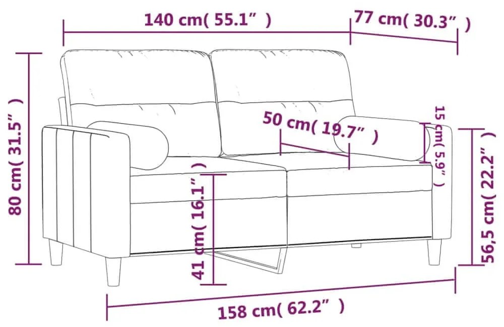 Petromila 2místná pohovka s polštáři černá 140 cm textil