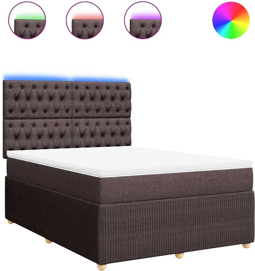 Box spring postel s matrací tmavě hnědá 140x190 cm textil 3294361