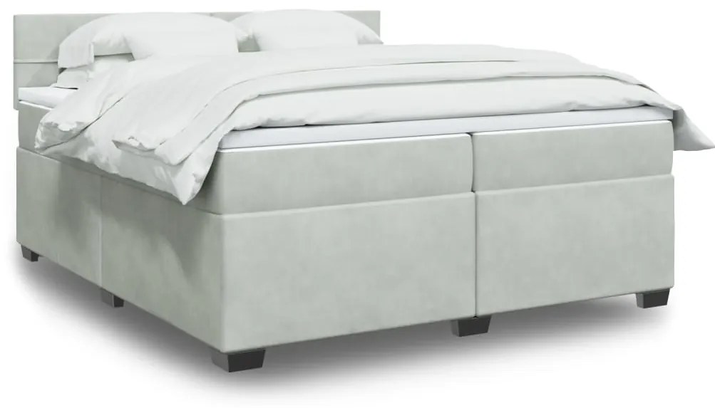 Box spring postel s matrací světle šedá 200x200 cm samet 3288702