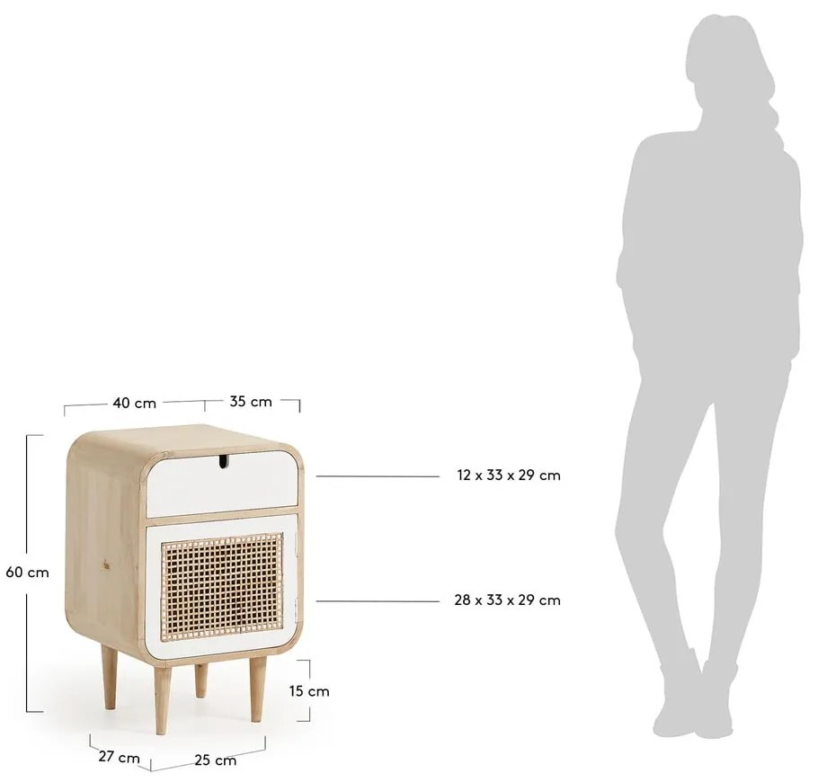 Noční stolek z mangového dřeva La Forma Gerald, 40 x 30 cm