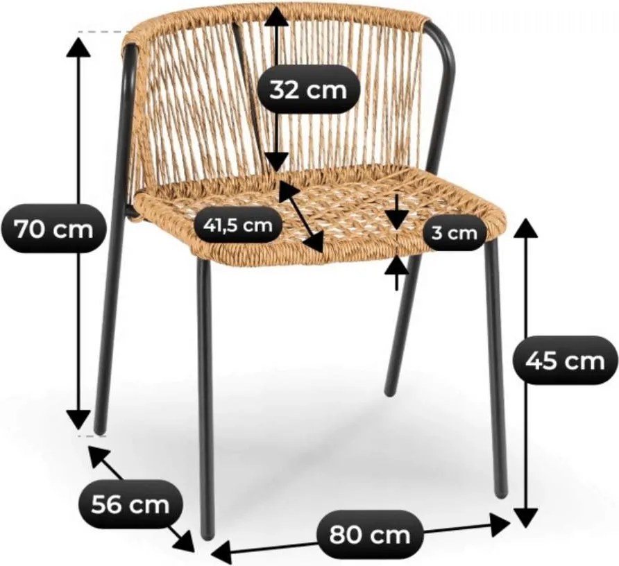 Zahradní balkonový set Stordi - 2 židle, černá / ratan