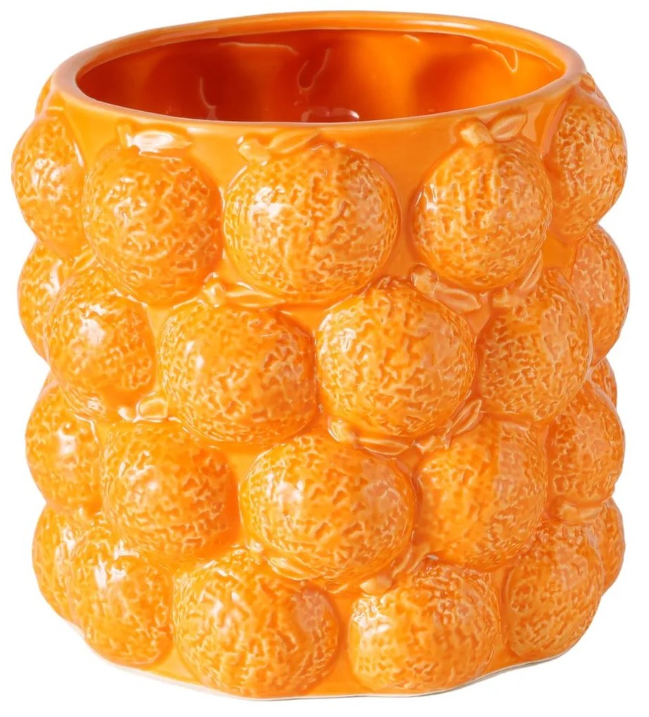 KERAMICKÝ KVĚTINÁČ ORANGE 15X17 CM ORANŽOVÁ