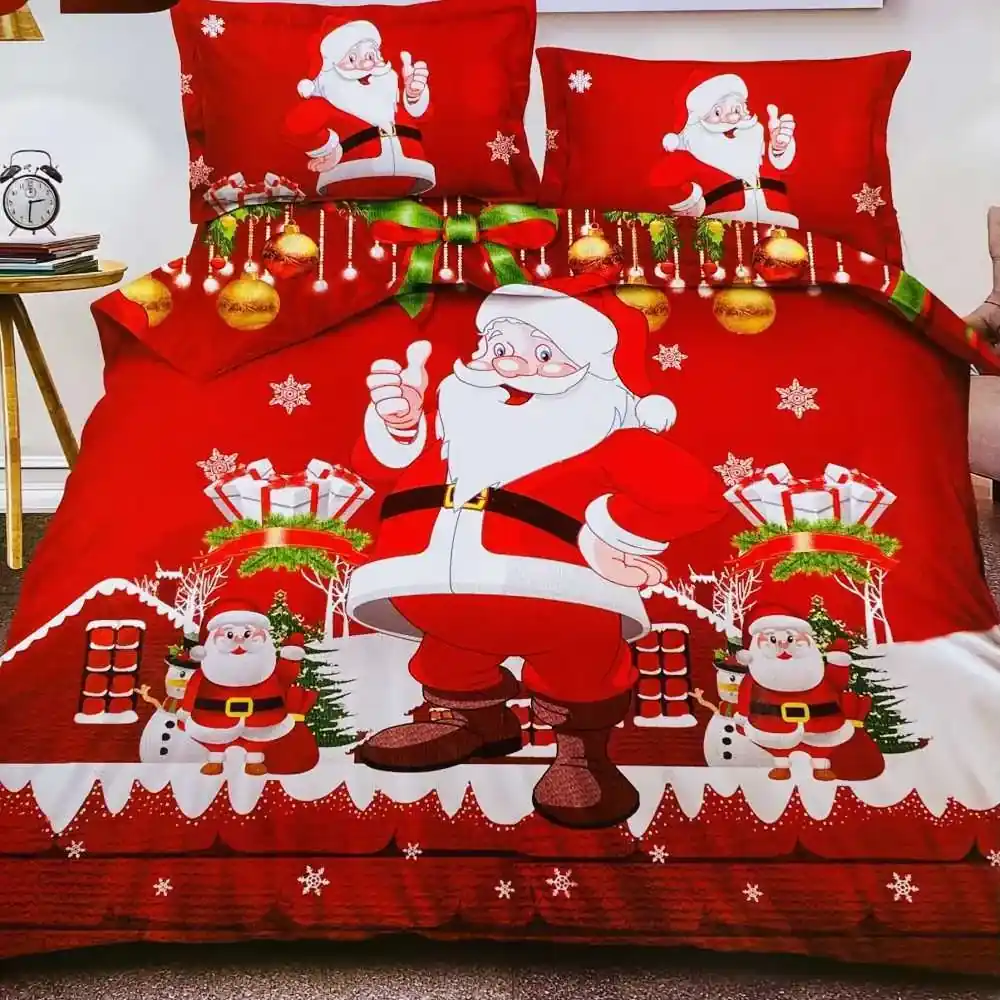 7dílné vánoční 3D povlečení červené - Santa OK | BIANO