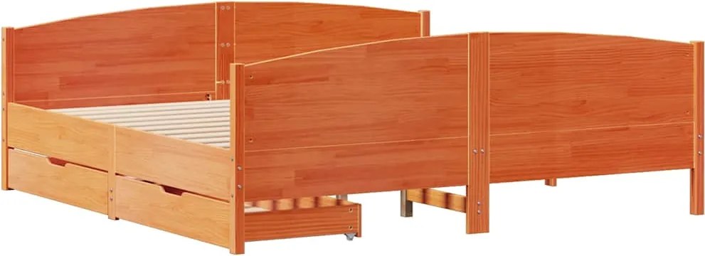 Postel bez matrace voskově hnědá 200 x 200 cm masivní borovice 3301778