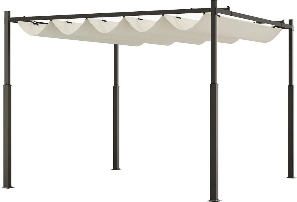 Outsunny Pergola Garáž 3x3 m s voděodolnou skládací střechou, Pergola pro zahradní terasu, balkon, verandu, patio, bazén, venkovní použití, kovová kon
