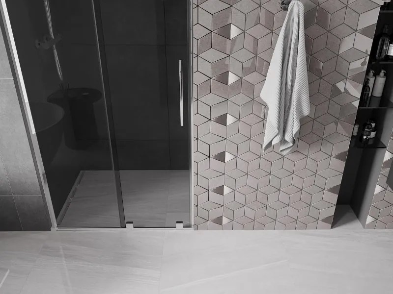 Mexen Velar L, posuvné sprchové dveře do otvoru 110 cm, 8mm šedé sklo, chromová, 871-110-003-41-01