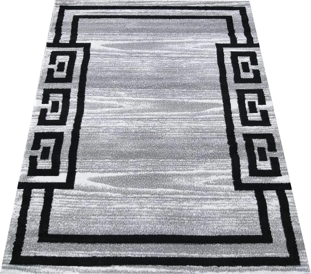 DY Šedočerný koberec s geometrickým vzorem Soho 04 Rozměr: 80x150 cm