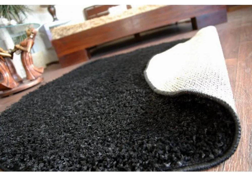 Kusový koberec Shaggy Roy černý kruh 150cm