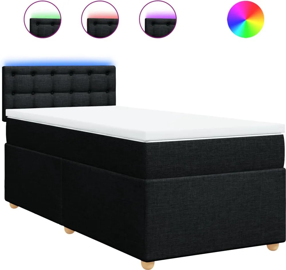 Box spring postel s matrací černá 80 x 200 cm textil 3288823