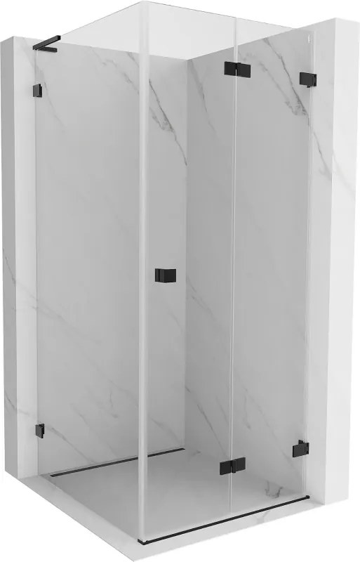 Mexen Lunar-F L, sklápěcí sprchový kout pravý 70 x 70 cm, 8mm čiré sklo, černý profil, 836L-070-070-70-00-P