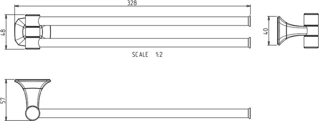 Sapho Sapho, AIDA držák ručníků dvojitý otočný, chrom, AI021