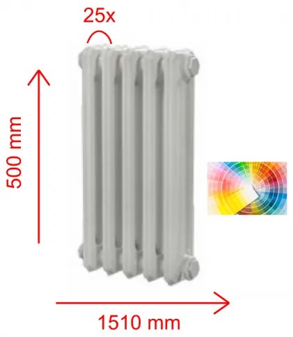 HOTHOT 25 článků, 49 barev, 500x1510 mm, Litinový radiátor HH0246