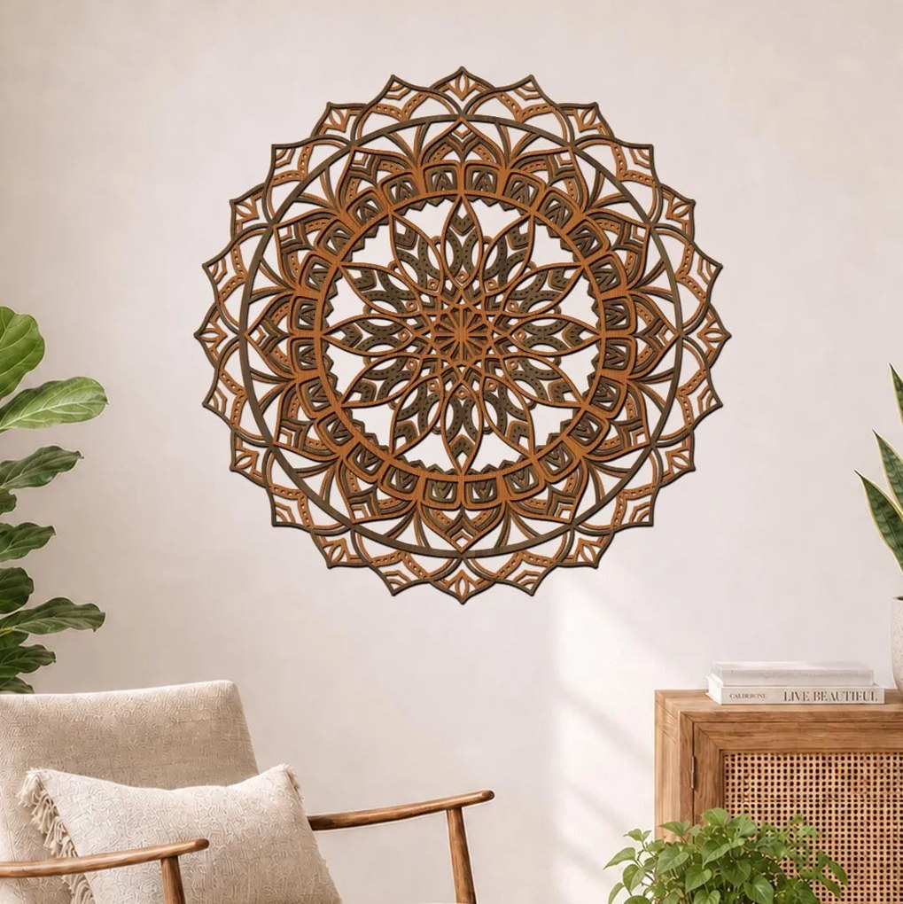dřevo života 3 vrstvá mandala INTUICE Zvolte rozměr šxv (cm): 95x95, Zvolte barvu dekoru: Horský dub-Ořech-Horský dub