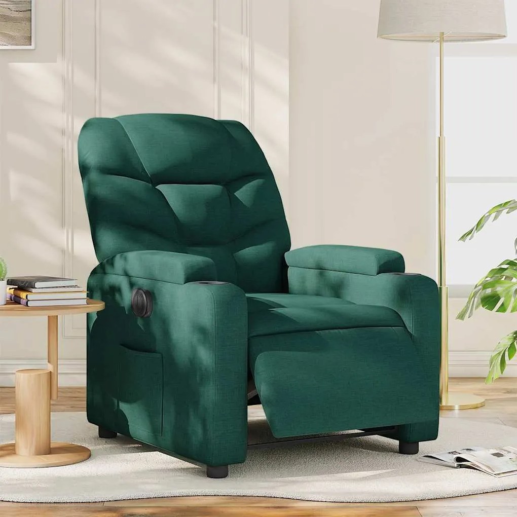 Elektrické polohovací křeslo tmavě zelené textil 3204578