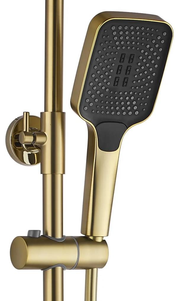 Sprchový set s termostatem Rea Rob tmavě zlatý - vanová baterie, dešťová, ruční a bidetová sprcha
