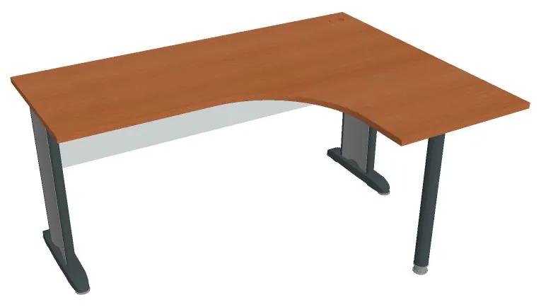 Stůl ergo oblouk levý 160×120/60 cm - Hobis Cross CE 60 L Dekor stolové desky: třešeň, Dekor lamino podnože: šedá, Barva nohou: černá