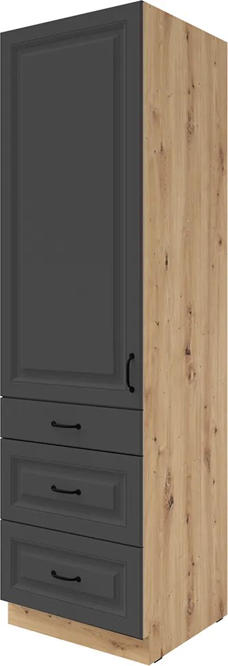 STILO gr | vysoká skříňka 60 DKS-210 3S 1F potravinová | 60 cm | UNI dvířka | artisan/grafit