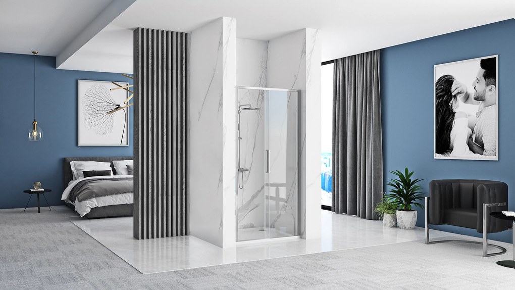 Jednokřídlé posuvné sprchové dveře REA RAPID SLIDE pro instalaci do niky 100 cm, chrom