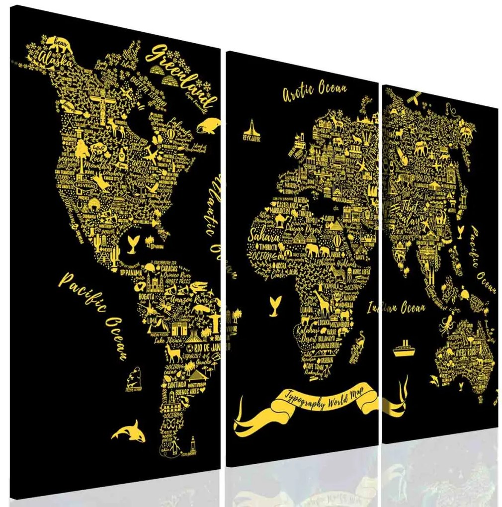 Obraz typografická mapa světa (90x60 cm) - InSmile ®