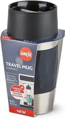 Emsa TRAVEL MUG Compact černá / Termohrnek / nerezová ocel / 0,3 l