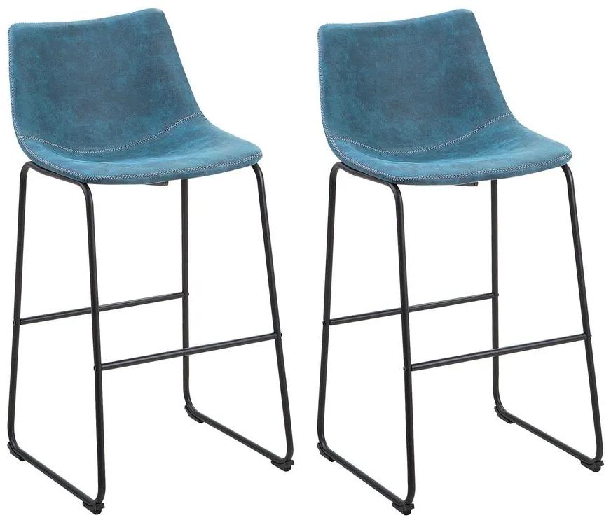 Sada dvou modrých barových židlí FRANKS Beliani