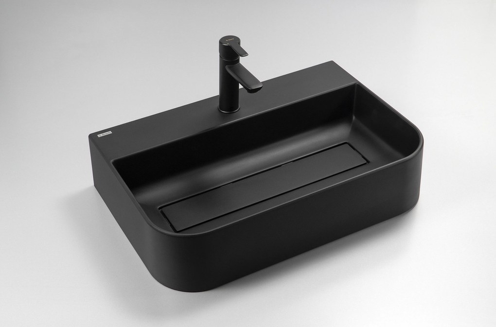 Deante Arnika, granitové umyvadlo na desku 605x405x135 mm, černá matná, DEA-CQA_NU6S