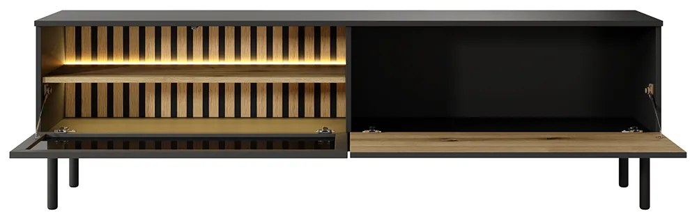 LANG c | TV stolek RTV 180 2D + LED osvětlení | 180 cm | černá/dub evoke