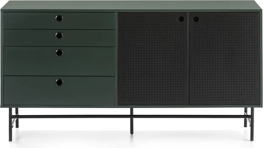 Černo-zelená komoda Teulat Punto, šířka 150 cm