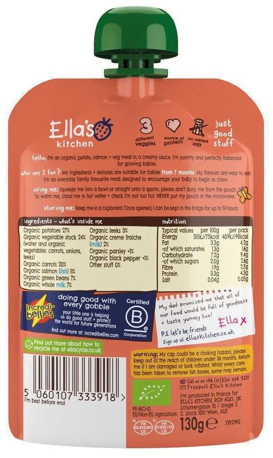 Ella's Kitchen BIO Losos se zeleninou (130 g)