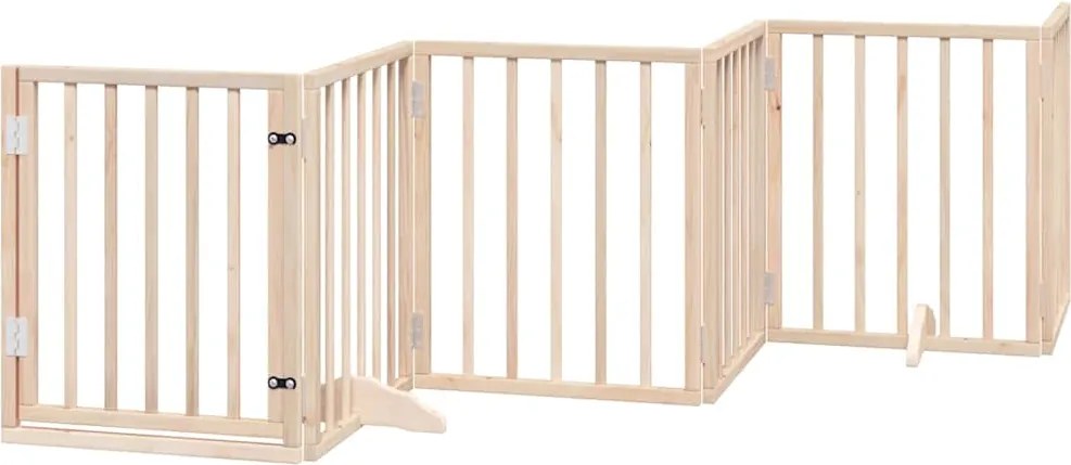 Zábrana pro psy s dvířky skládací 12 panelů 600 cm topol 3155530