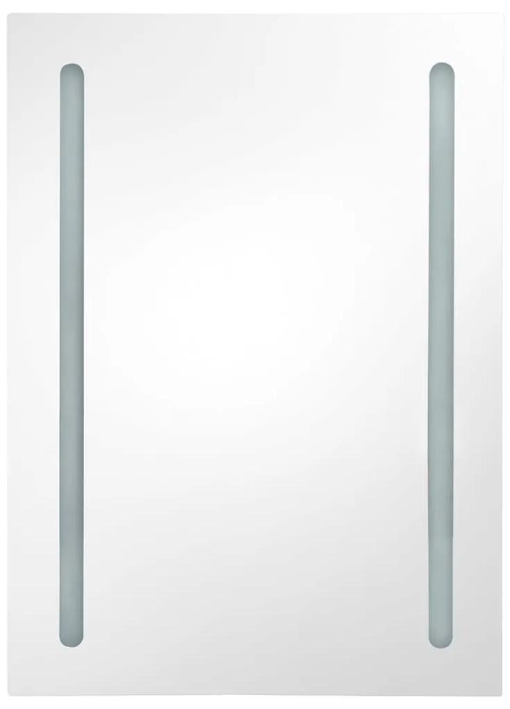 LED koupelnová skřínka se zrcadlem - 50x13x70 cm | bílá a dub