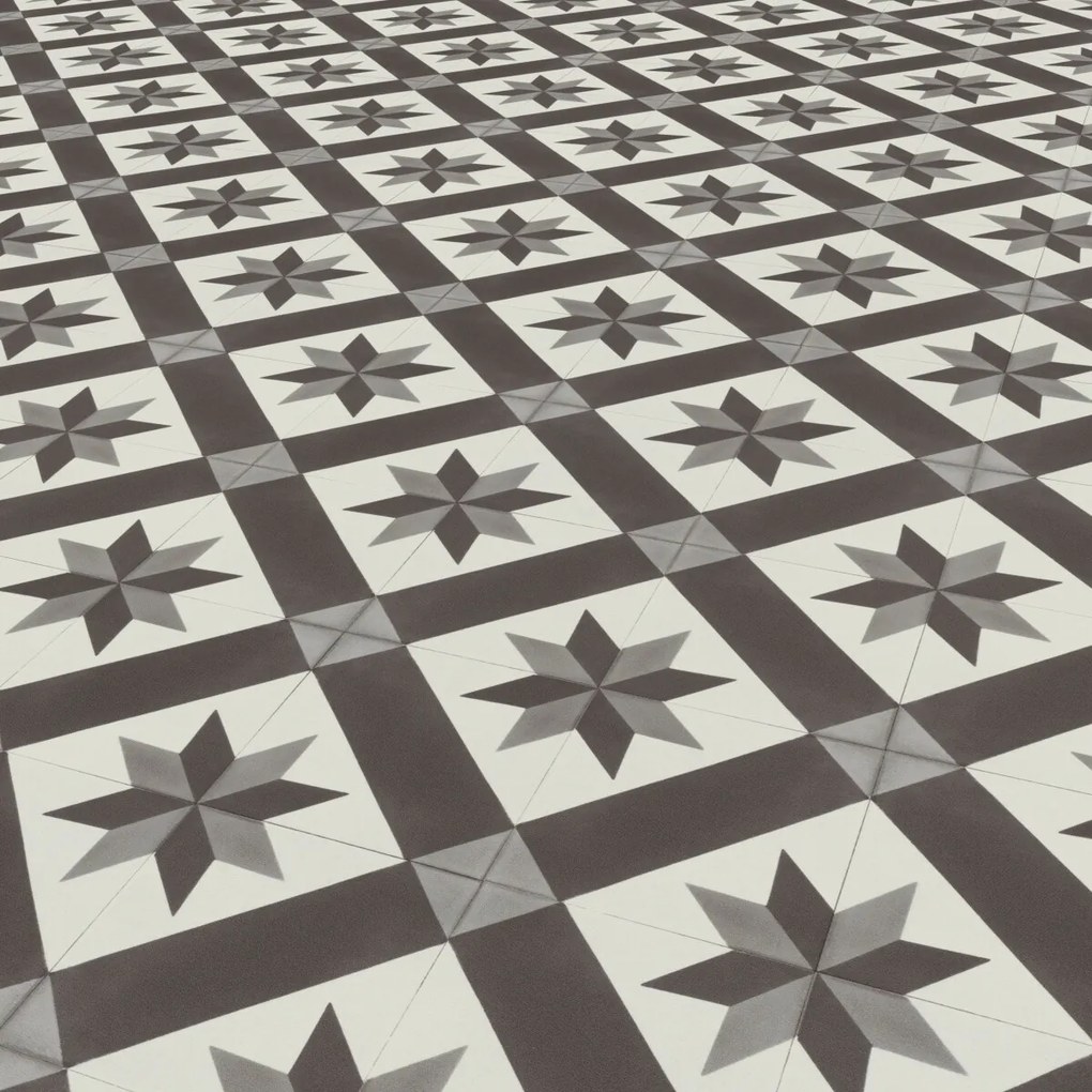 Gerflor, PVC podlaha - lino AladinTex Ultra 2226 Cordoba black/white, na míru, šíře 4m, černobílá, filc, chodba / předsíň