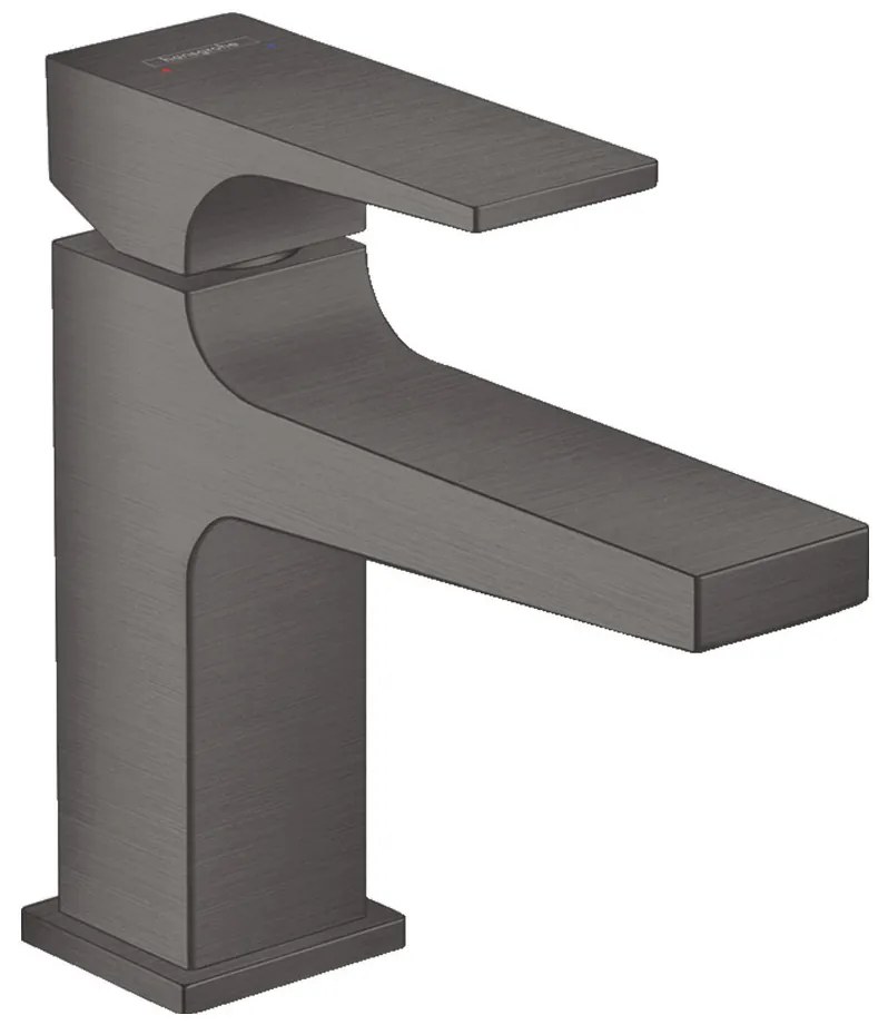 Hansgrohe Metropol, umyvadlová baterie 100 s výpustí Push-Open, kartáčovaná černá chromová, 32500340